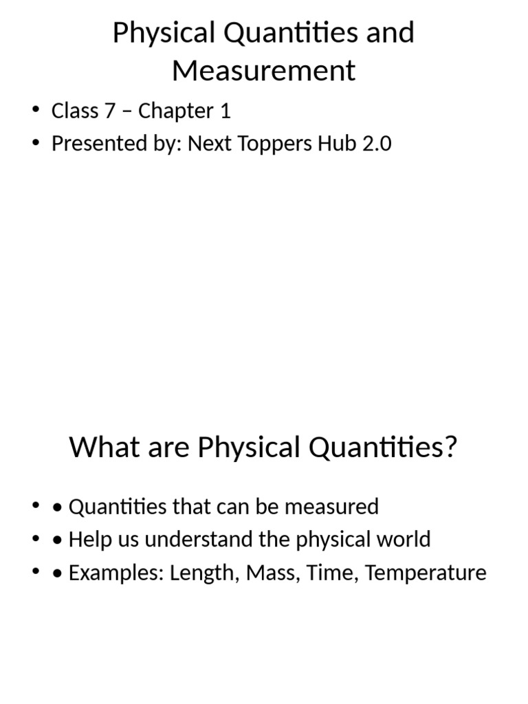 Understanding Physical Quantities & Measurement | PDF