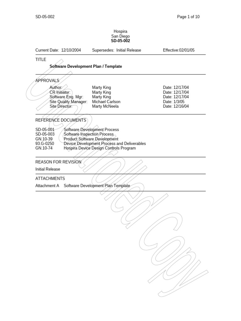 SD-05-002 Software Development Plan-Template | PDF | Performance Indicator | Software