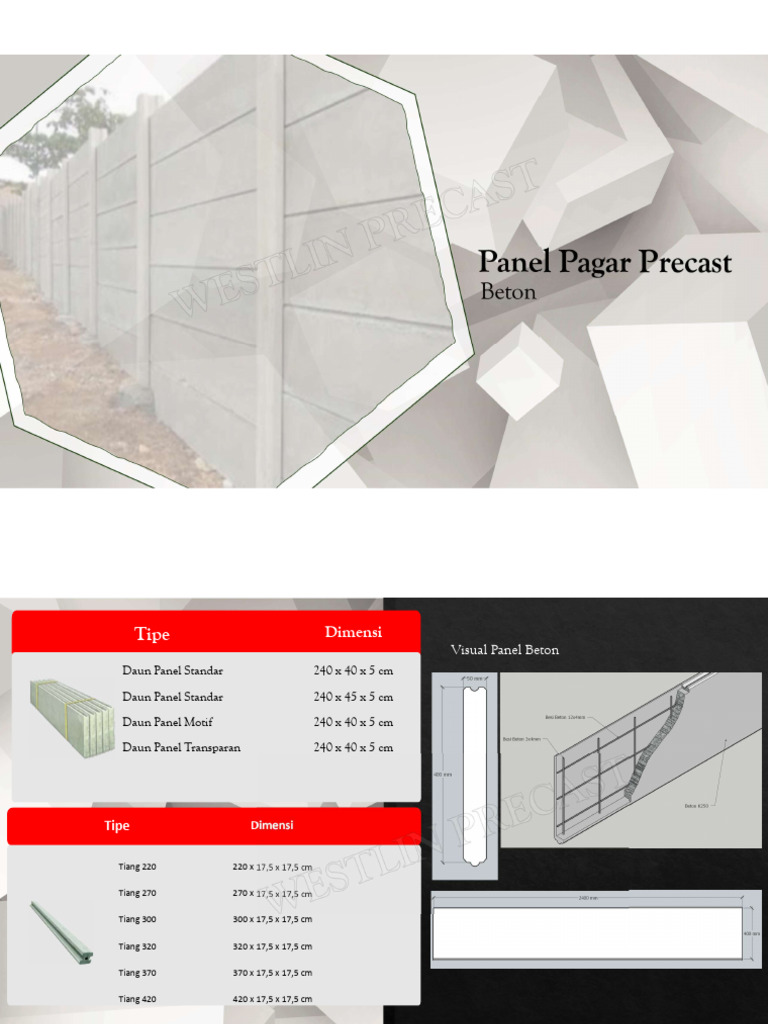 Dimensi Tiang dan Panel Beton | PDF