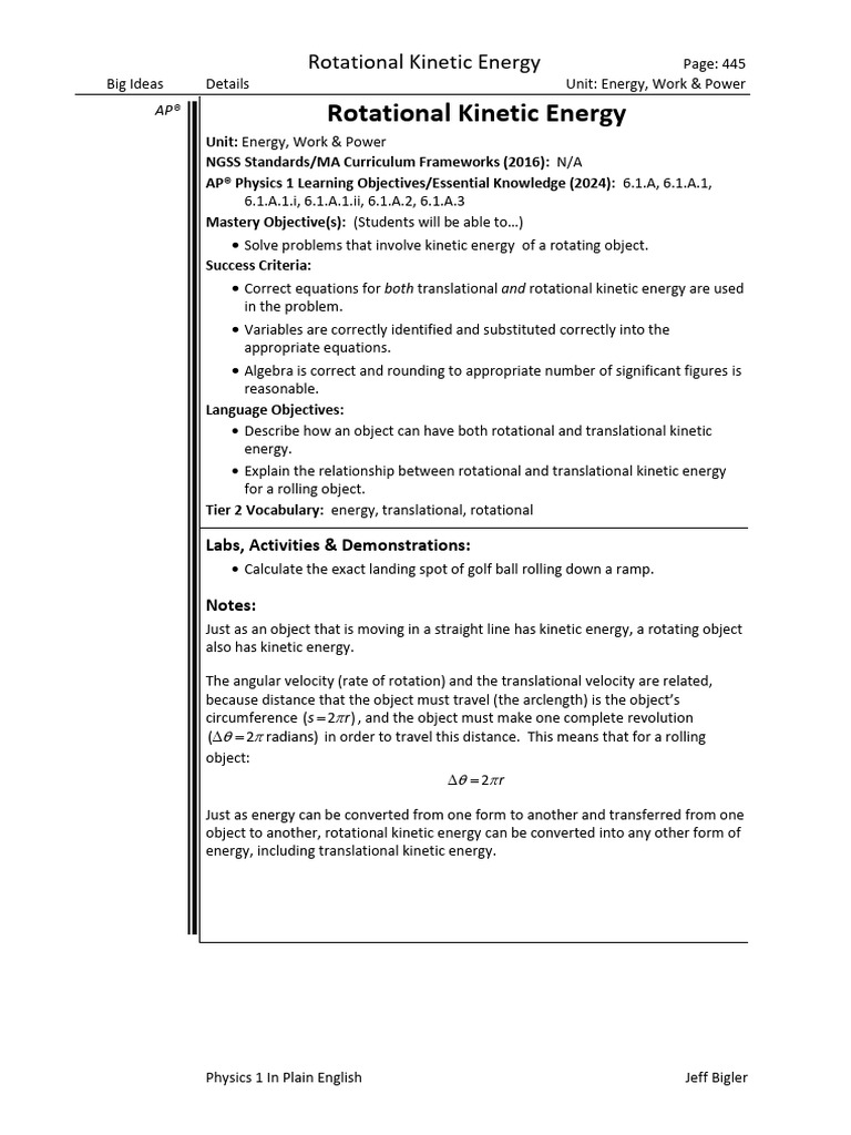 10e - Rotational Kinetic Energy | PDF | Kinetic Energy | Classical ...