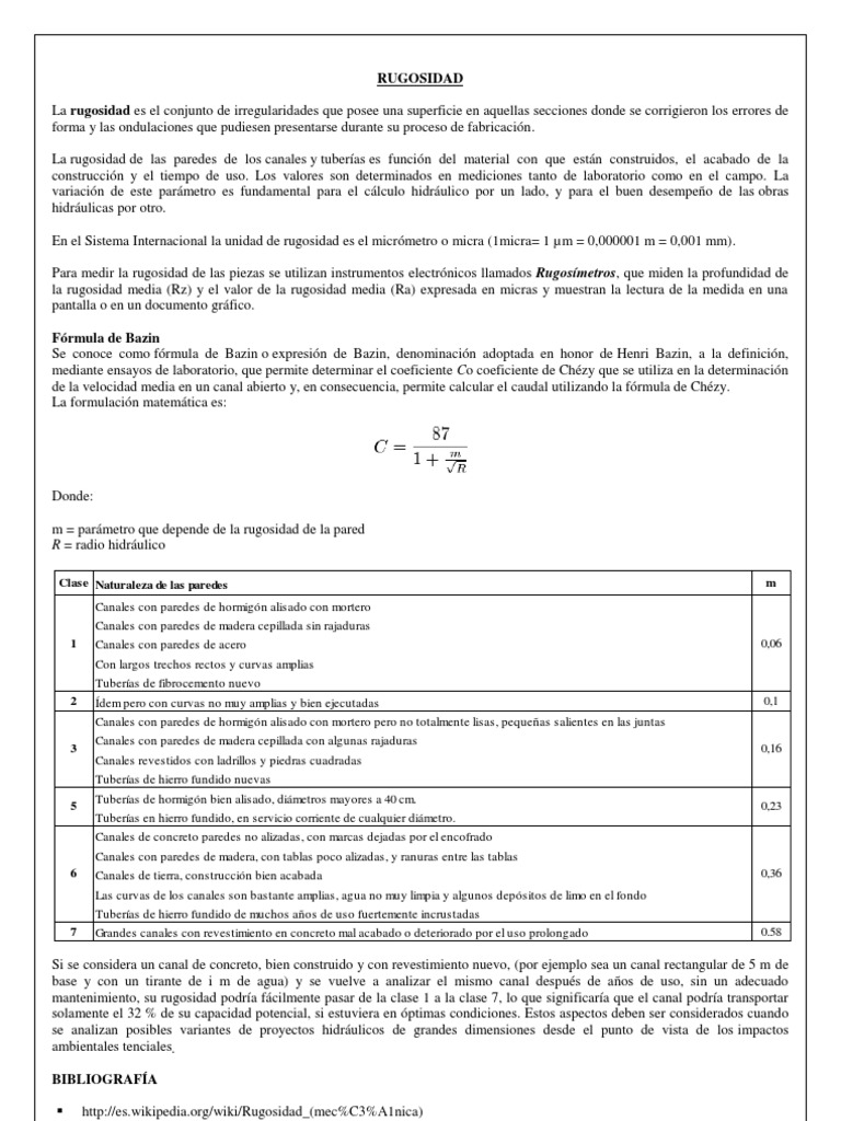 RUGOSIDAD | PDF | Fórmula | Hormigón