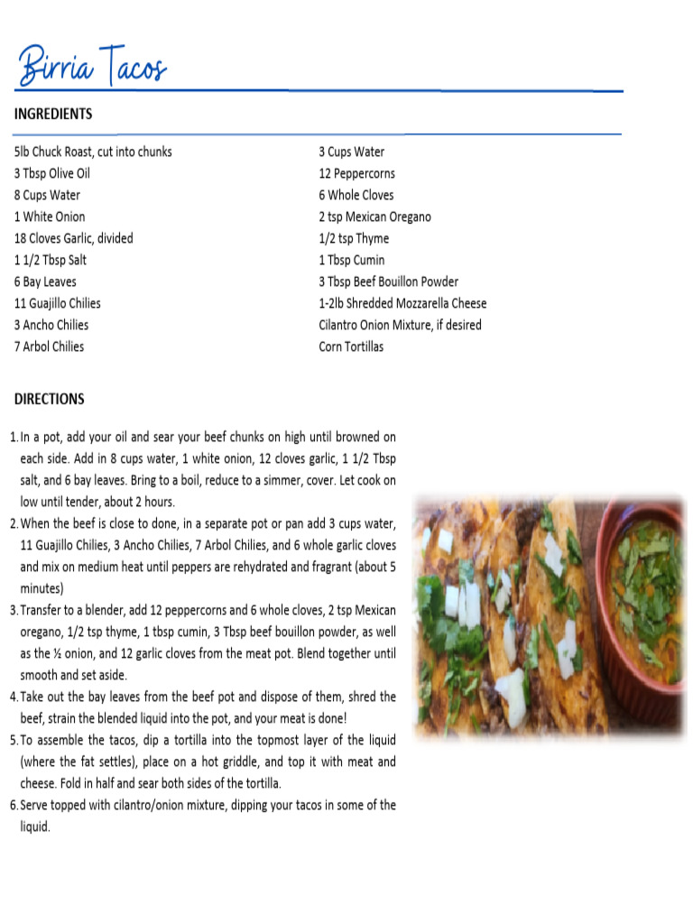 Birria Tacos | PDF