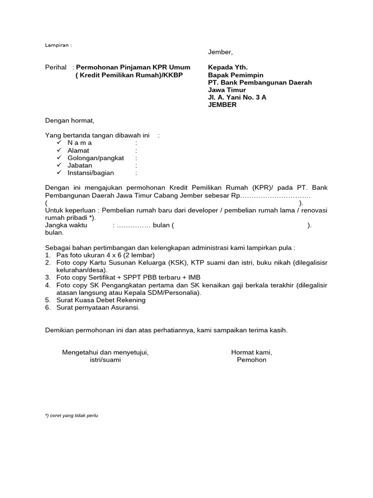 Form KPR Pegawai Pekerja | PDF