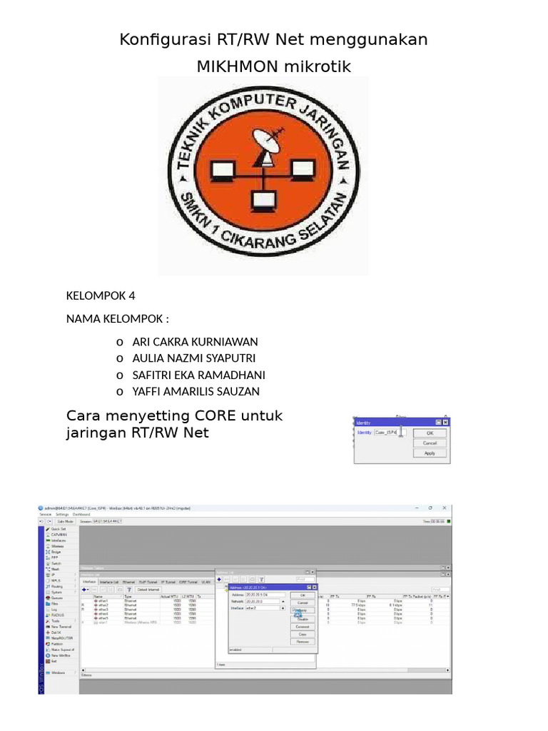 Cara Konfigurasi Mikhmon Dan RT - RW Net Di Mikrotik | PDF