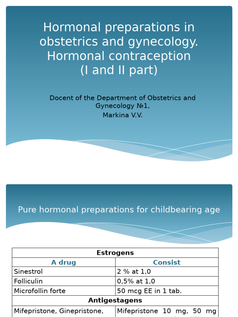 Lecture 3-4 - Hormonal Drugs in Obstetrics and Gynecology ...