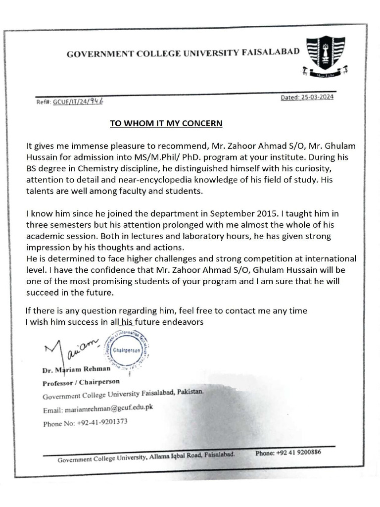 Reference Letters | PDF