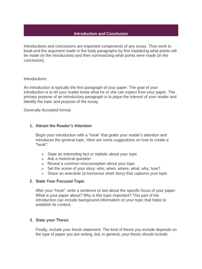 Introduction and Conclusion | PDF | Literacy | Essays