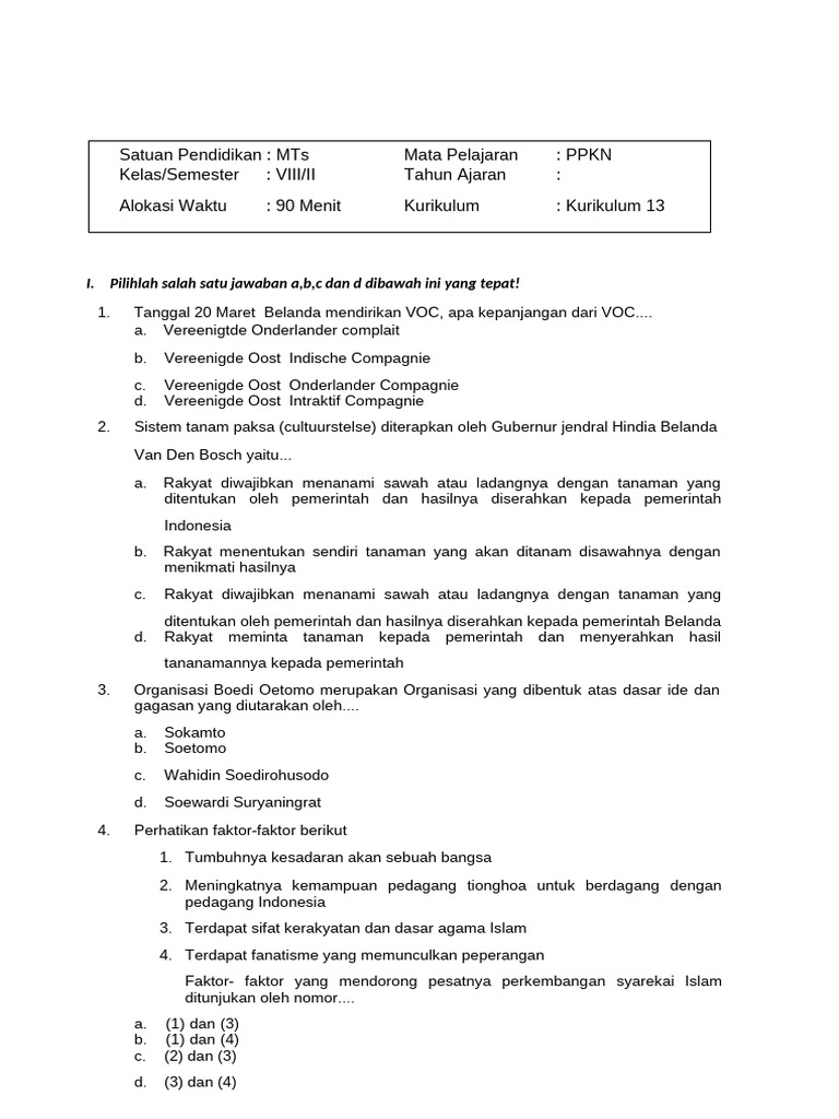 SOAL PAT 8 PPKN | PDF
