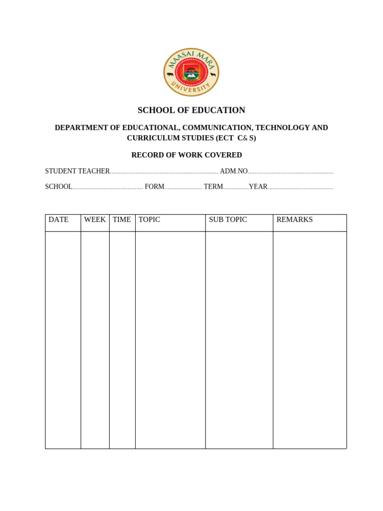 Record of Work Covered | PDF