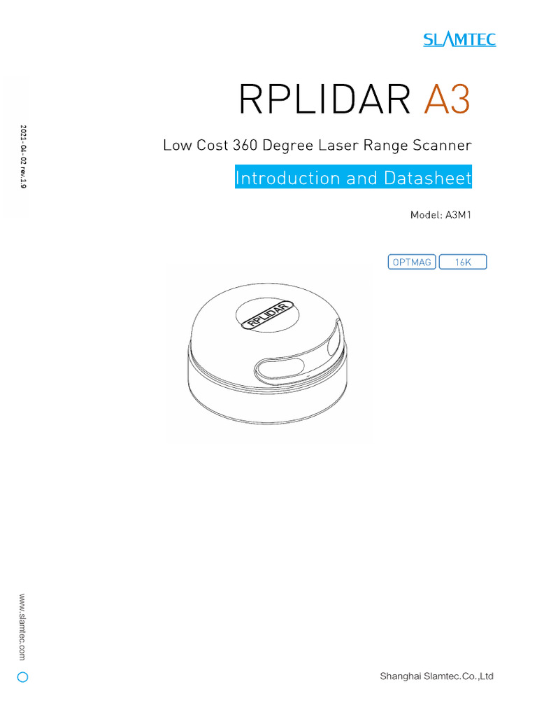 LD310 SLAMTEC Rplidar Datasheet A3M1 v1.9 en | PDF | Power Supply | Image Scanner