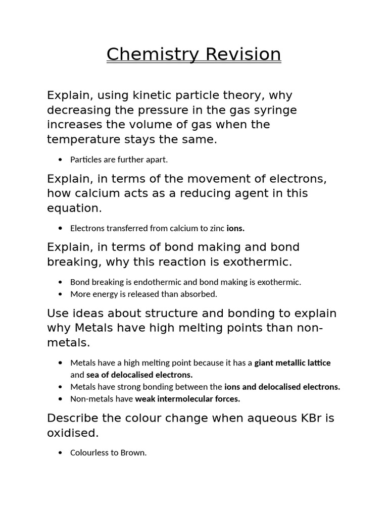 Chemistry Revision | PDF