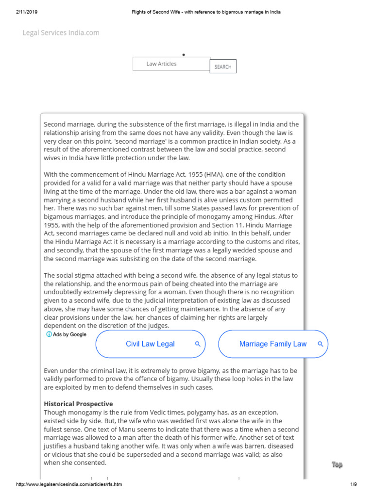 Rights of Second Wife - With Reference To Bigamous Marriage in India ...