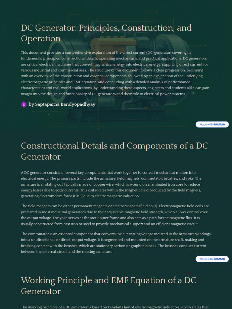 DC Generator Principles Construction and Operation | PDF ...