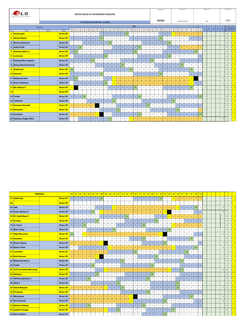 Roster Driver DT Mei 2025 | PDF