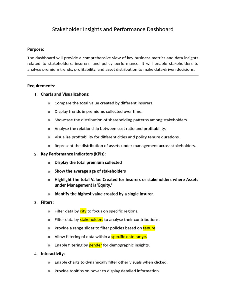 Stakeholder Insights and Performance Dashboard | PDF