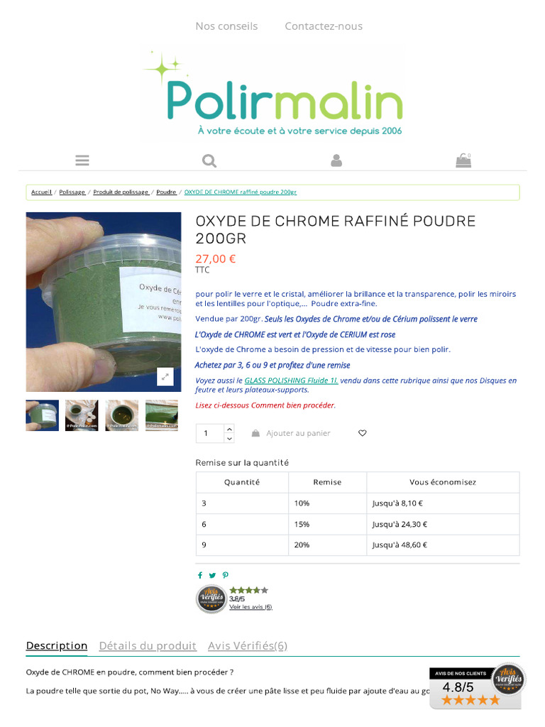 OXYDE de CHROME Raffiné Poudre | PDF