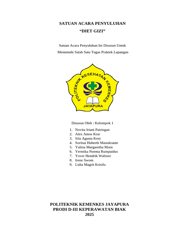 SAP DIET GIZI Diruangan HD | PDF