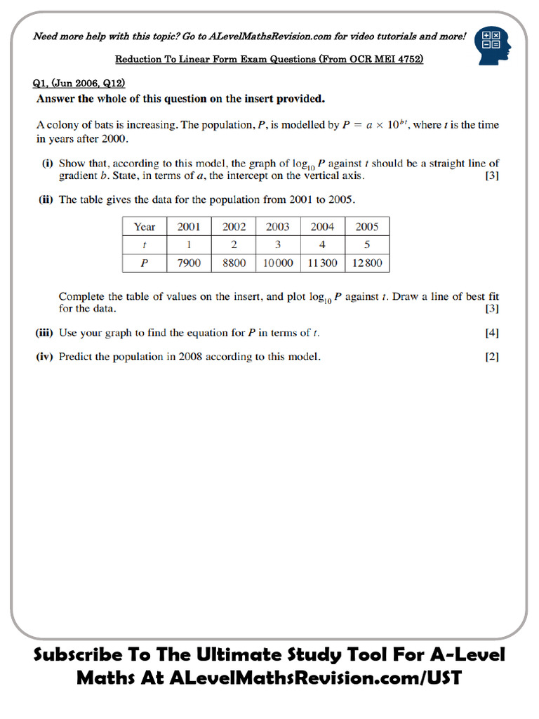 Y1 Pure Reduction To Linear Form Exam Questions | PDF