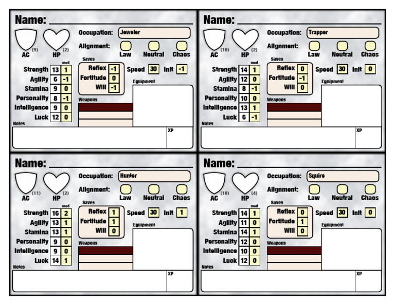 Character Sheet Template for RPGs | PDF