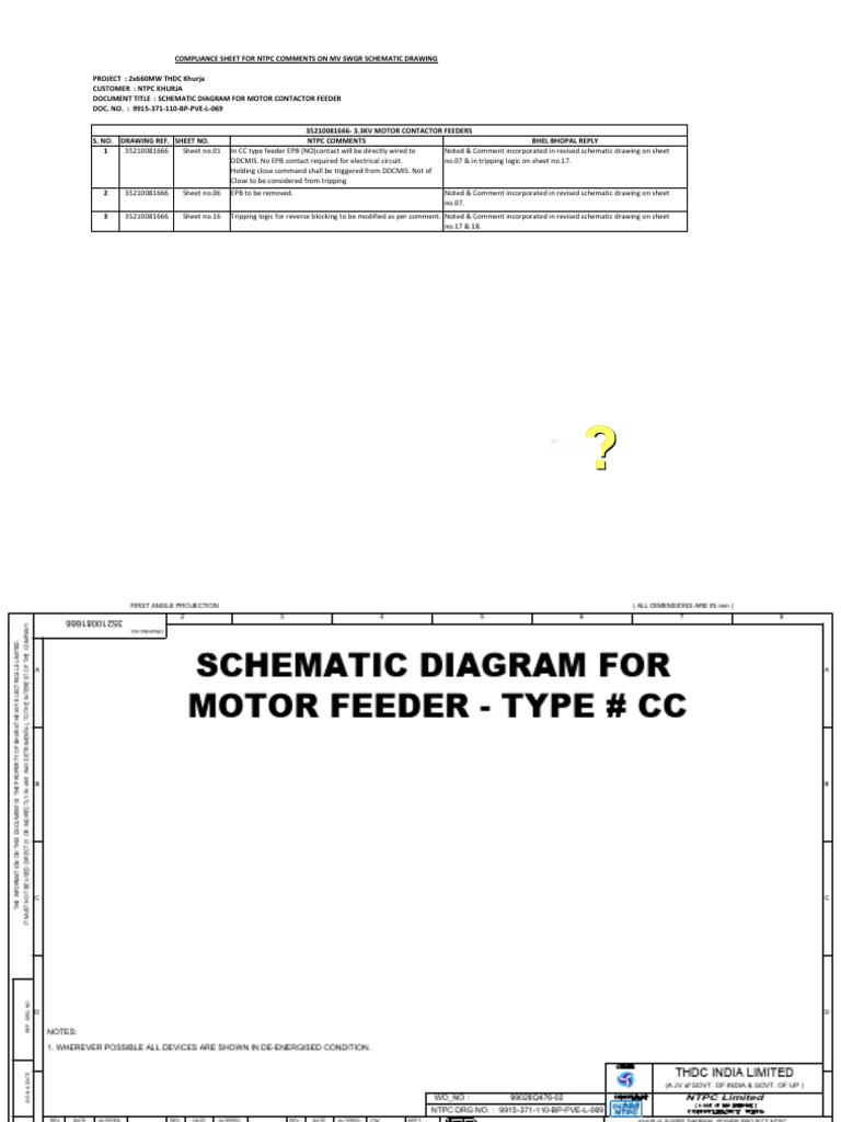 9915 371 110 BP Pve L 069 01 Schematic Diagram For Motor Feeder | PDF | Relay | Switch