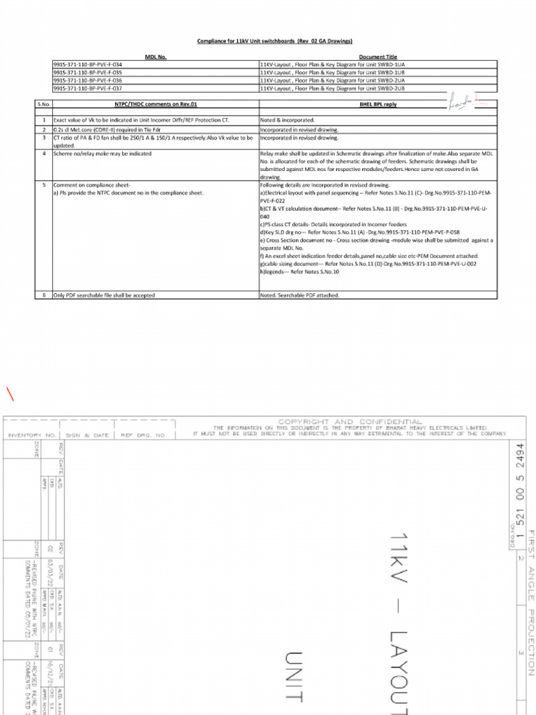 9915-371-110-Bp-Pve-F-034-02 11KV - Layout, Floor Plan & Keydiagram For ...