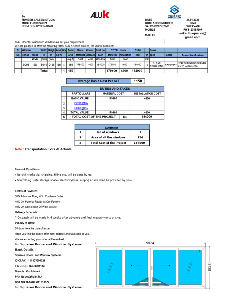 Sliding Door - Q740 MR MUNEEB SALEEM.31-01-2025 | PDF | Window | Door