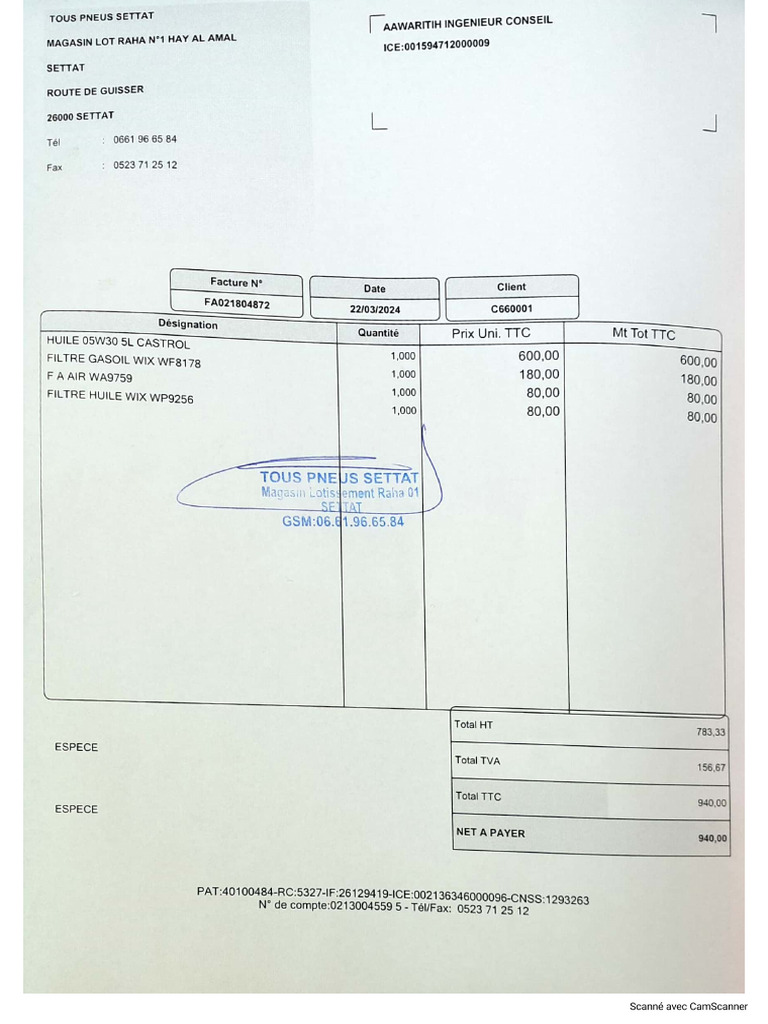 Facture de Vidange Modifié | PDF