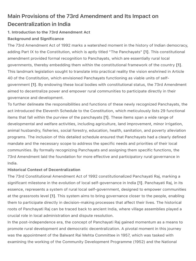 Main Provisions of The 73rd Amendment and Its Impact On ...
