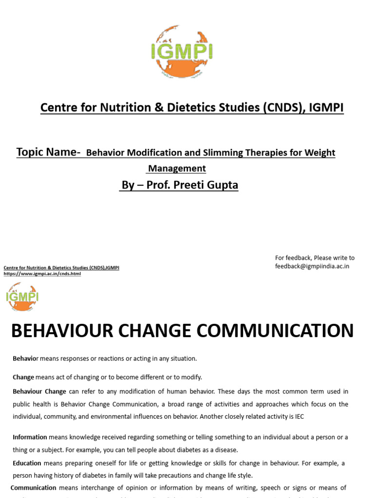 Behavior Modification for Weight Management | PDF | Communication ...