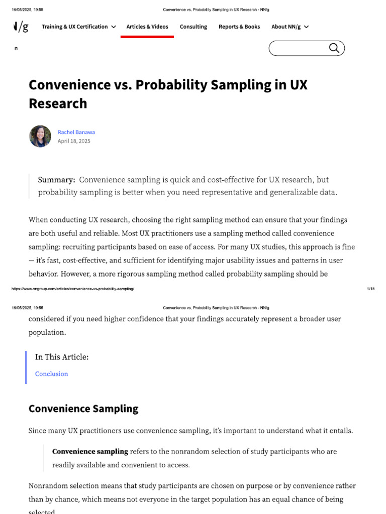 Convenience Vs Probability Sampling in UX Research | PDF