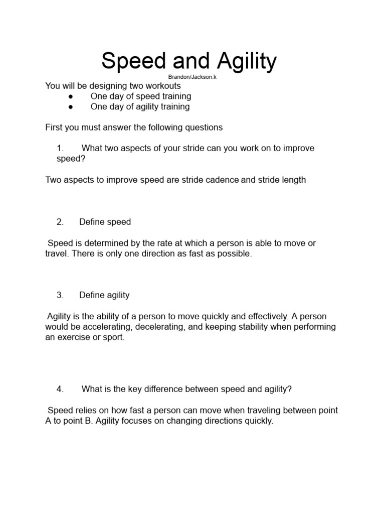 Speed and Agility program design.docx | PDF | Running | Physical Exercise