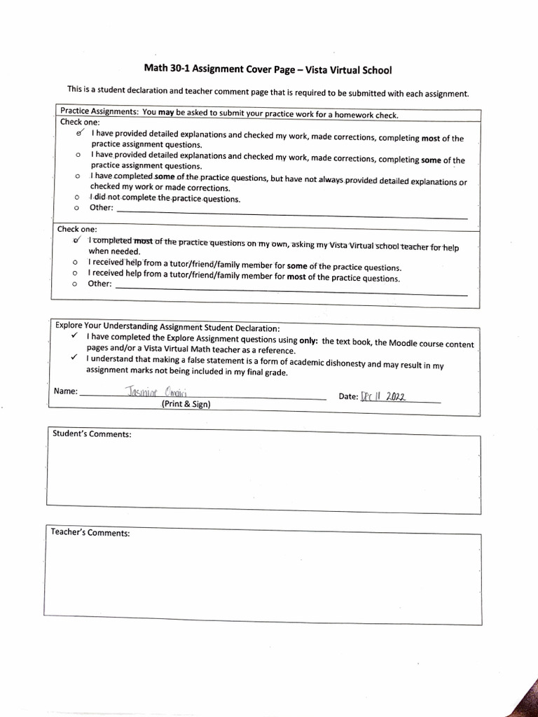 6.1 JasmineOmairi Math 30 1 Assignment PDF | PDF | Mathematics