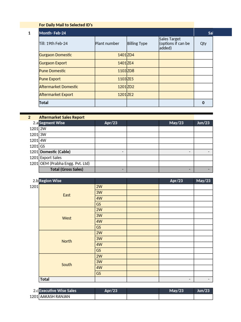 Sales Report Format for Feb 2024 | PDF