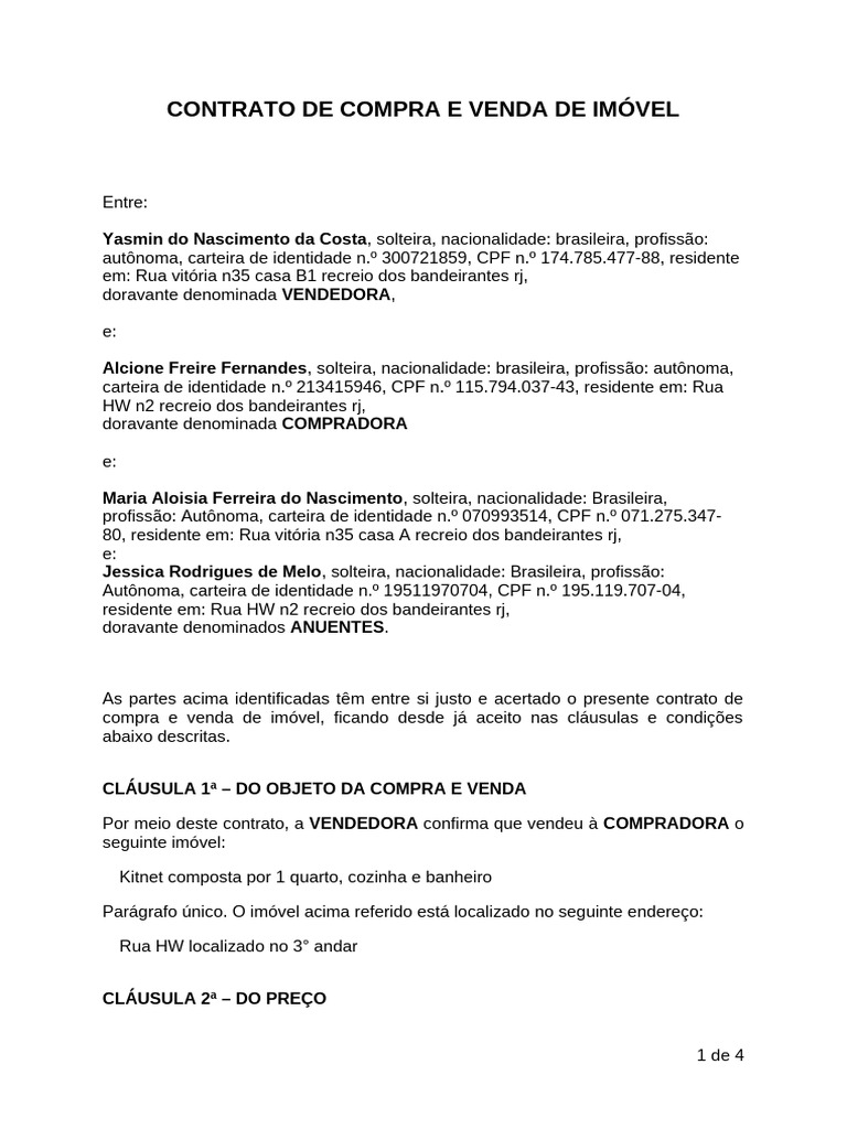 Contrato Promessa Compra e Venda Imovel 1744220644 | PDF | Direito ...