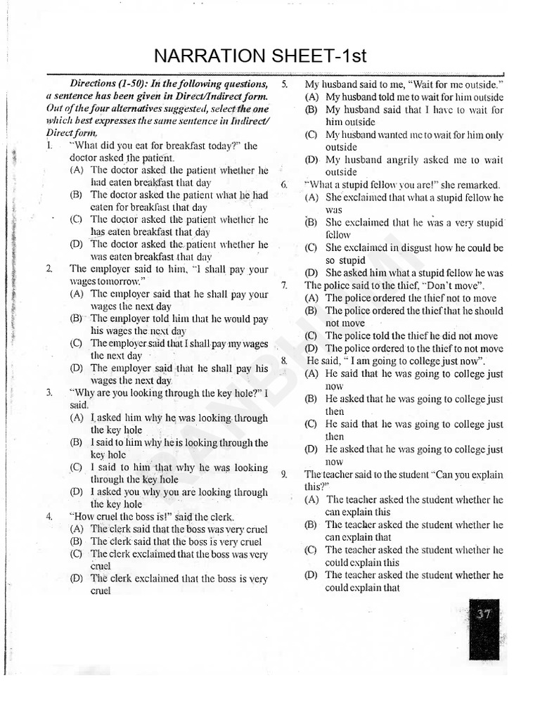 Narration 1st Sheet Book - 1 | PDF