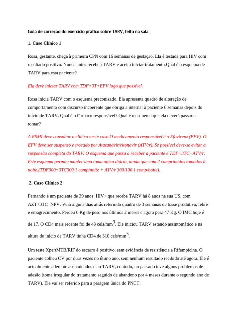 Guia Prático de TARV em Casos Clínicos | PDF | Gestão do HIV/Aids | HIV