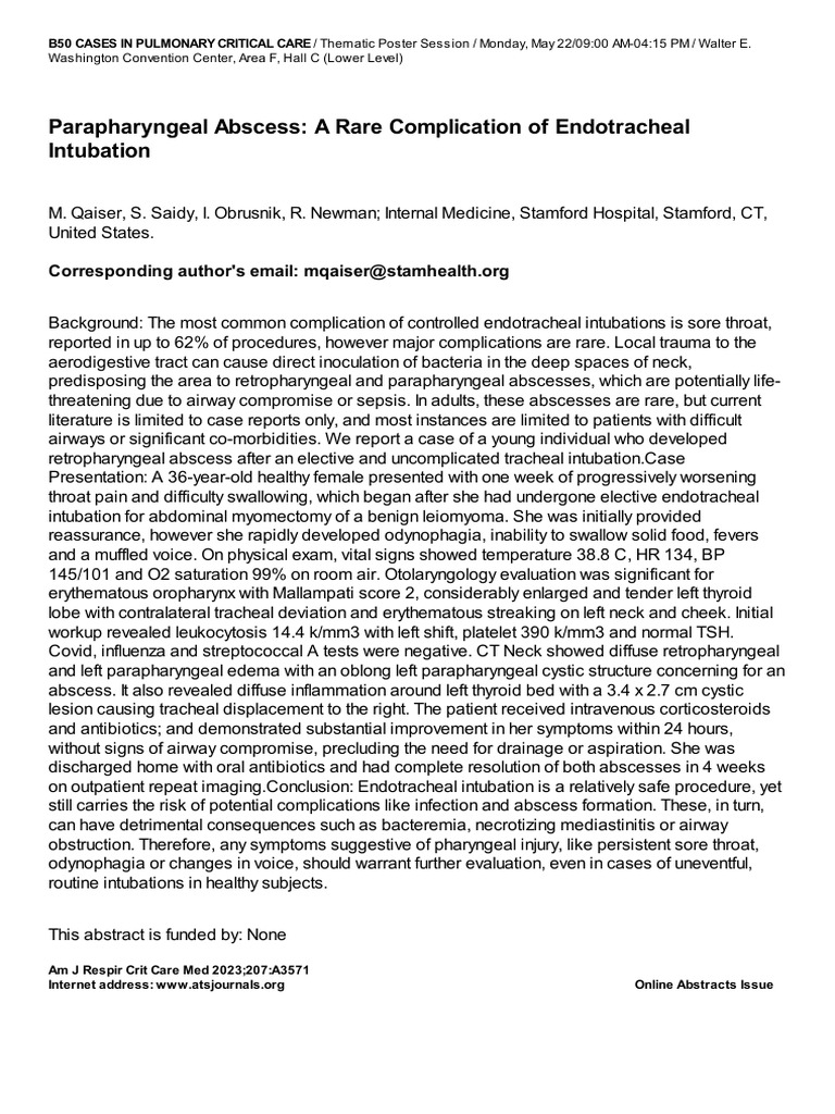 Saidy Et Al 2023 Parapharyngeal Abscess A Rare Complication of ...