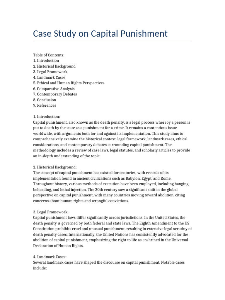 Capital Punishment Case Study Analysis | PDF | Capital Punishment | Justice