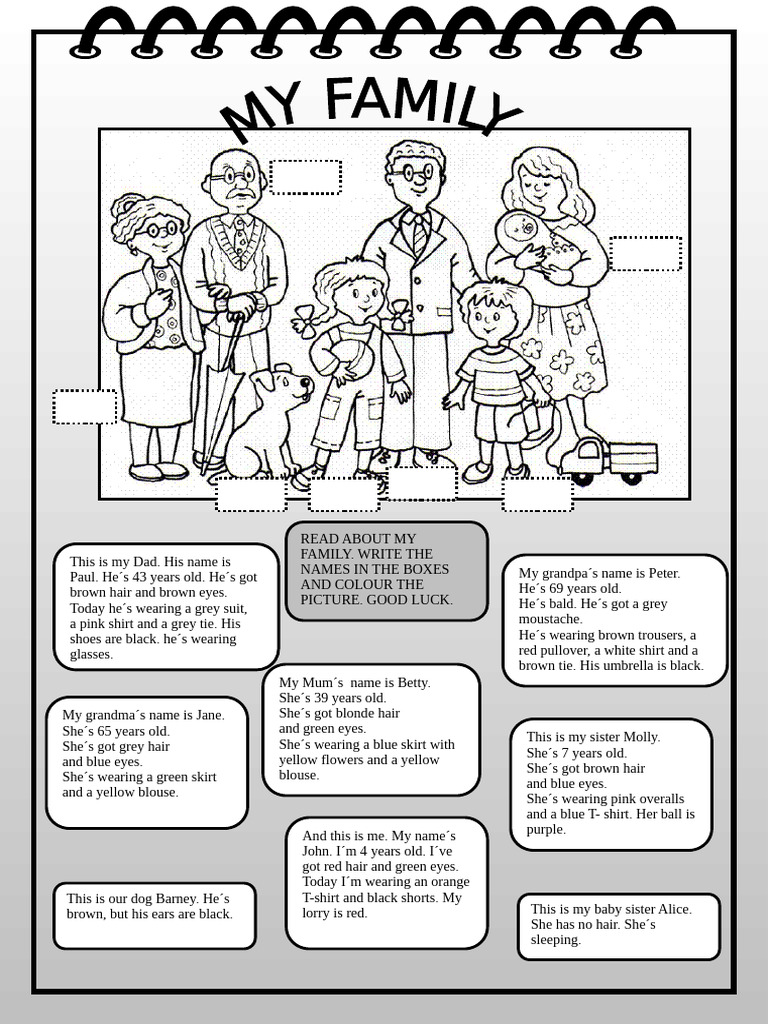 18 - My Family Colour Description | PDF | Clothing | Human Appearance