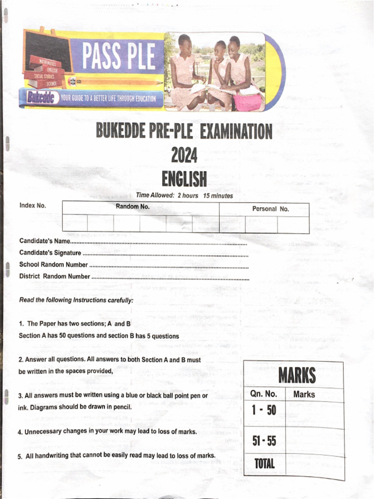 DR BUKEDDE ENG PRE PLE 2024 | PDF