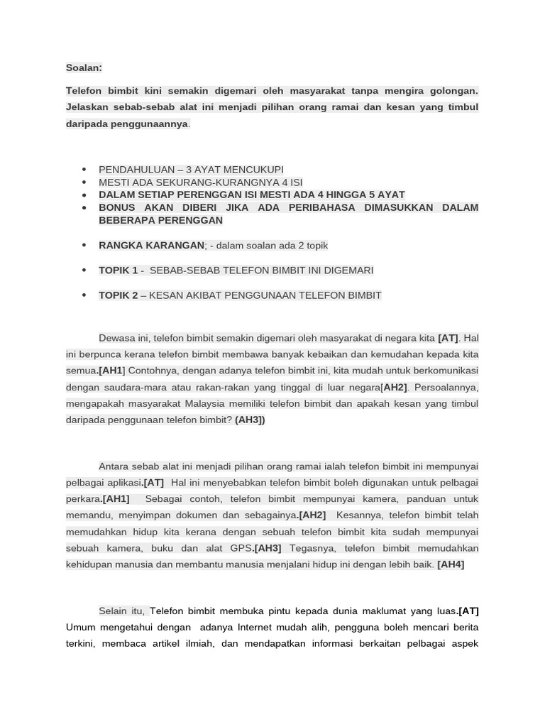 Karangan - Telefon Bimbit Ting 5 | PDF