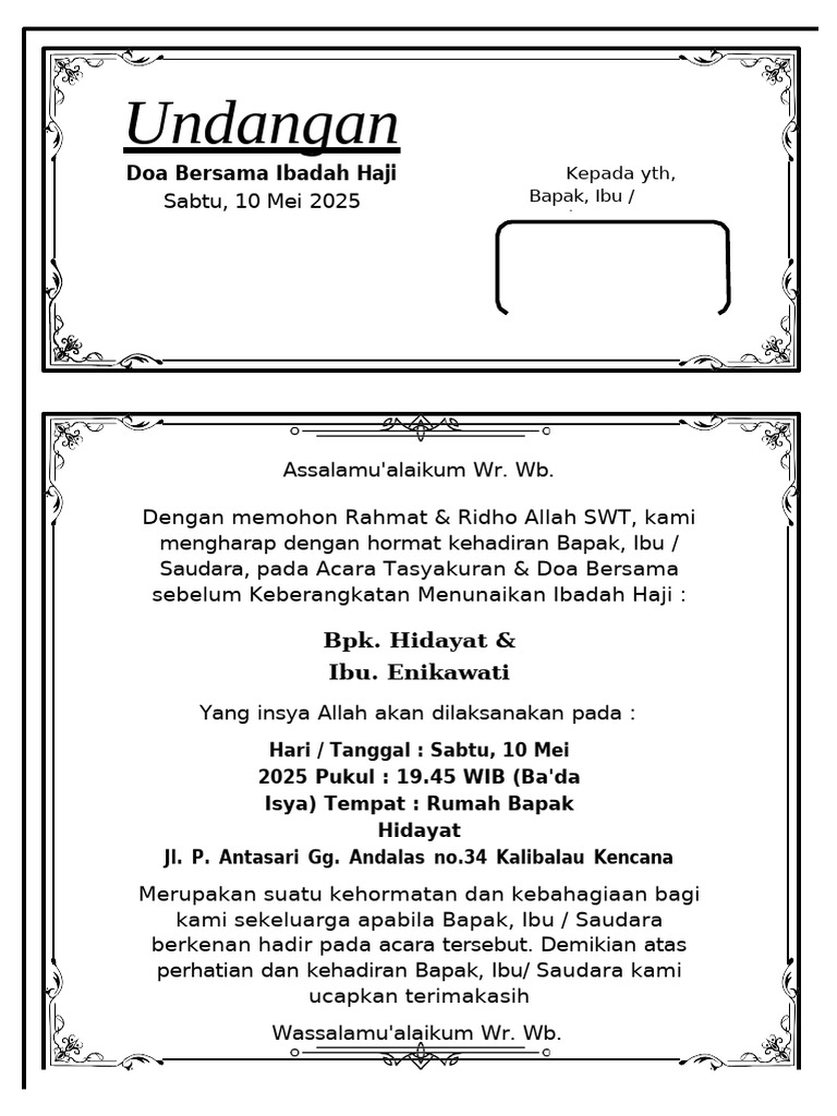 Putih Hitam Minimalis Klasik Undangan Yasin Dan Tahlil | PDF