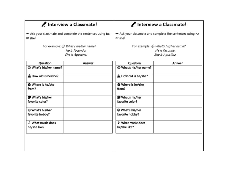 Classmate Interview Guide | PDF