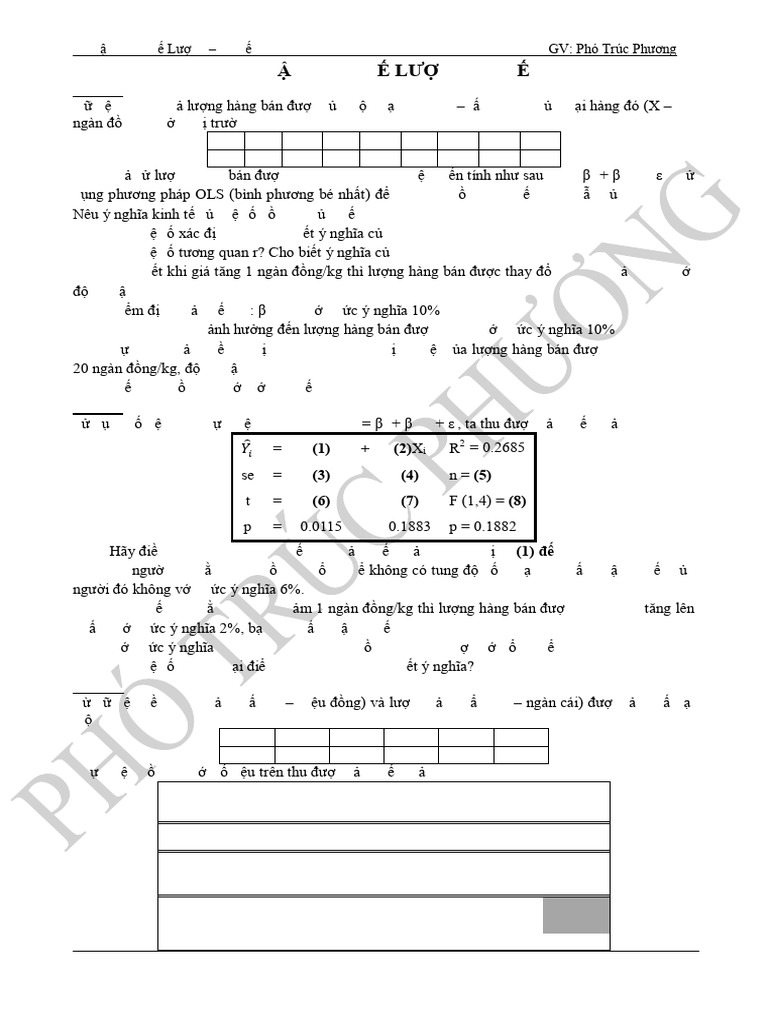 Bai Tap Kinh Te Luong - 45 Tiet - GV - Pho Truc Phuong | PDF