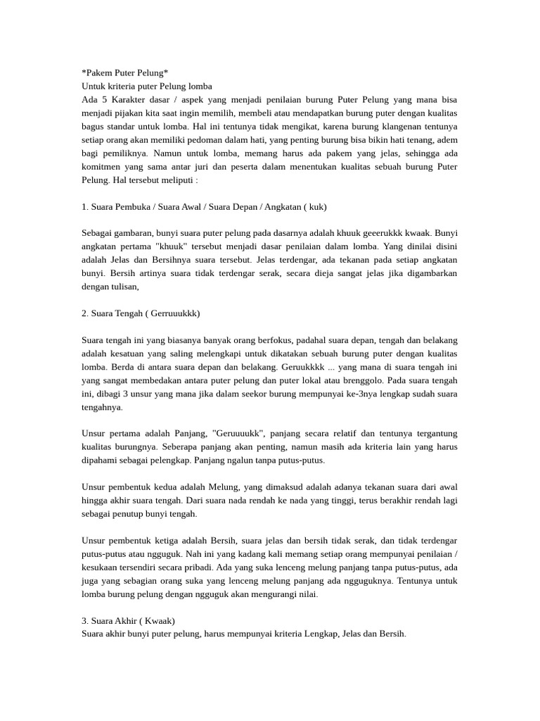 Kriteria Puter Pelung | PDF