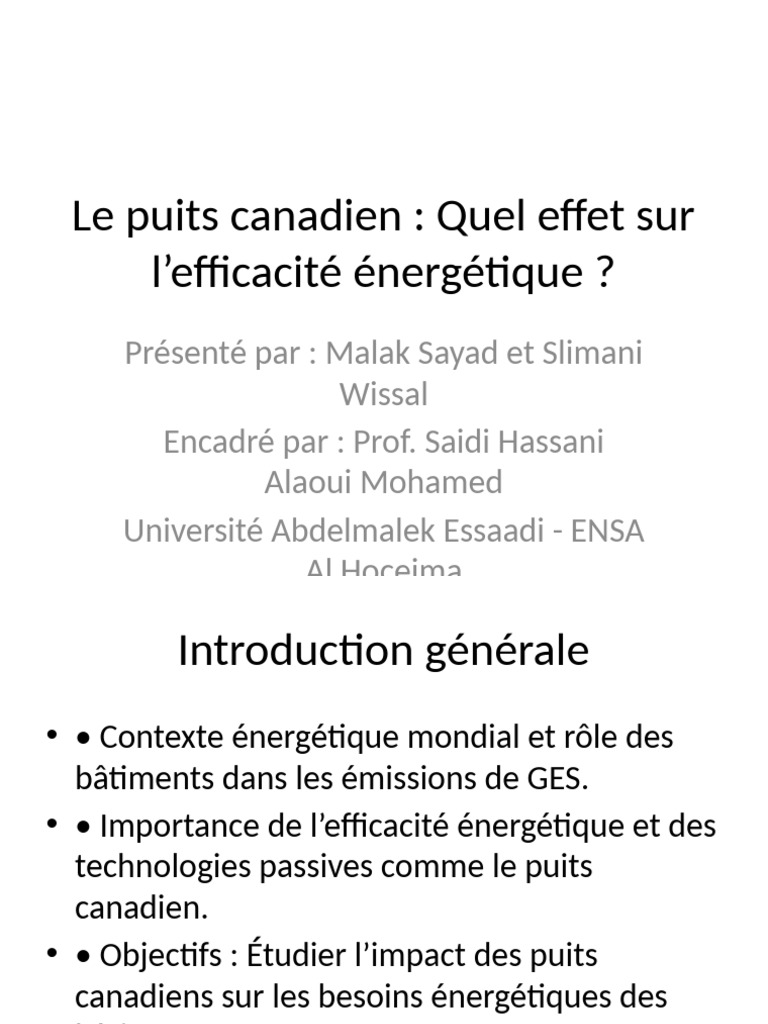 Efficacité énergétique des puits canadiens | PDF