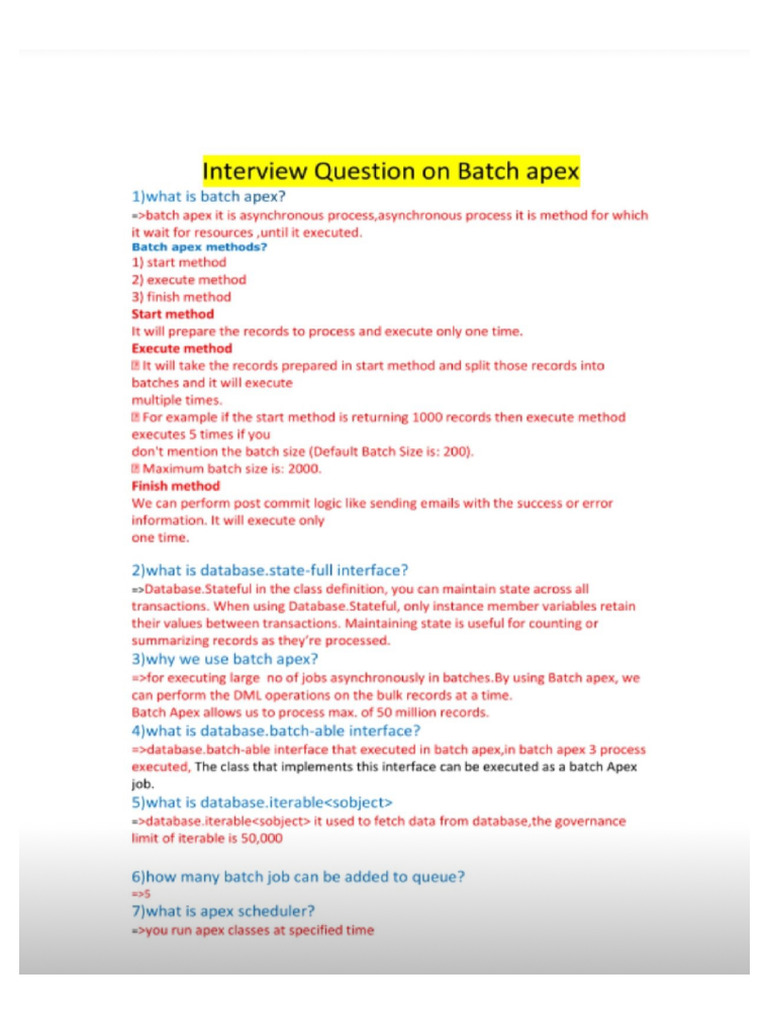 Important Batch Apex Interview Question-1 | PDF
