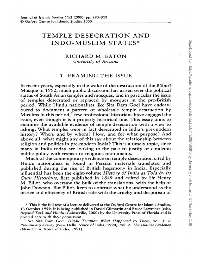 Temple Desecration and Indo-Muslim States | PDF | Sufism