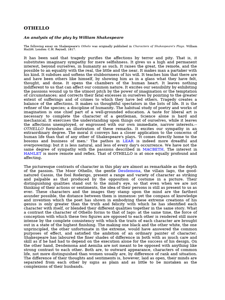 Othello: A Tragic Character Analysis | PDF | Othello | Iago