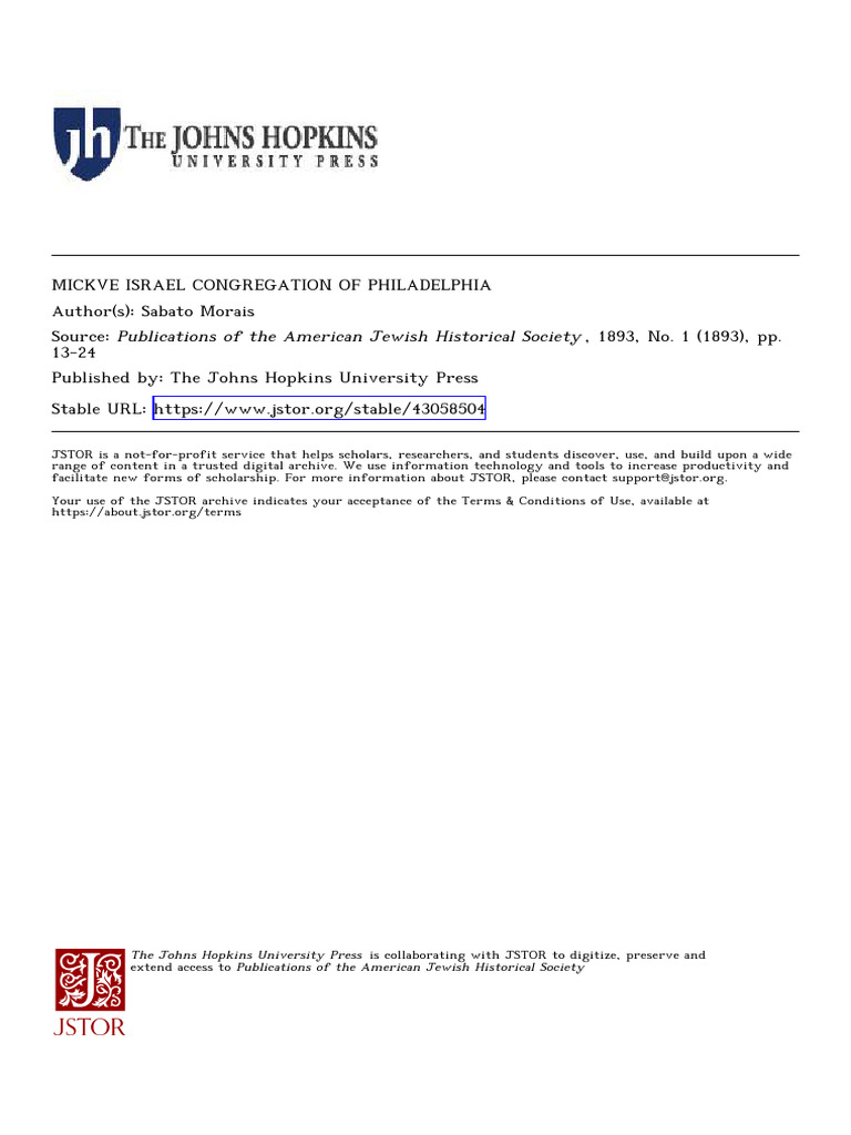 1893 Mickve Israel Congregation of Philadelphia | PDF | Jews And Judaism